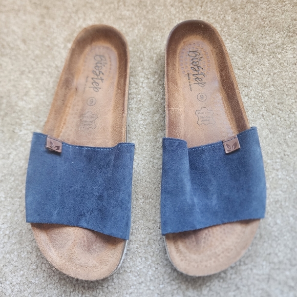 Biostep | Shoes | Biostep Made In Spain Leather Navy Blue Slip On Slide ...